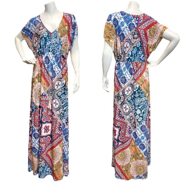 ONE WORLD | Dresses | Oneworld L Maxi Multicolor Full Length Dress Boho ...